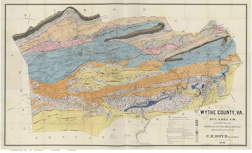 Amazon.com: Wythe & part of Pulaski County, Virginia 1890 Wall Map ...