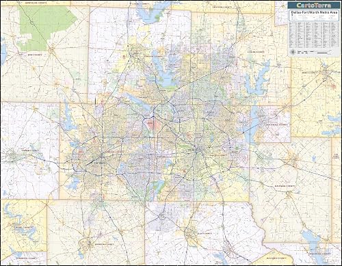 Dallas - Fort Worth Metro Area Laminated Wall Map in Oman | Whizz ...
