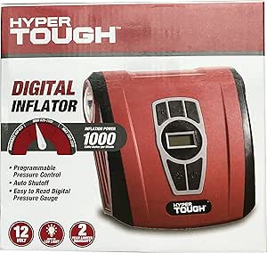 Hyper Tough Digital Tire Inflator Power 1000 CIPM Portable 12 Volt DC ...