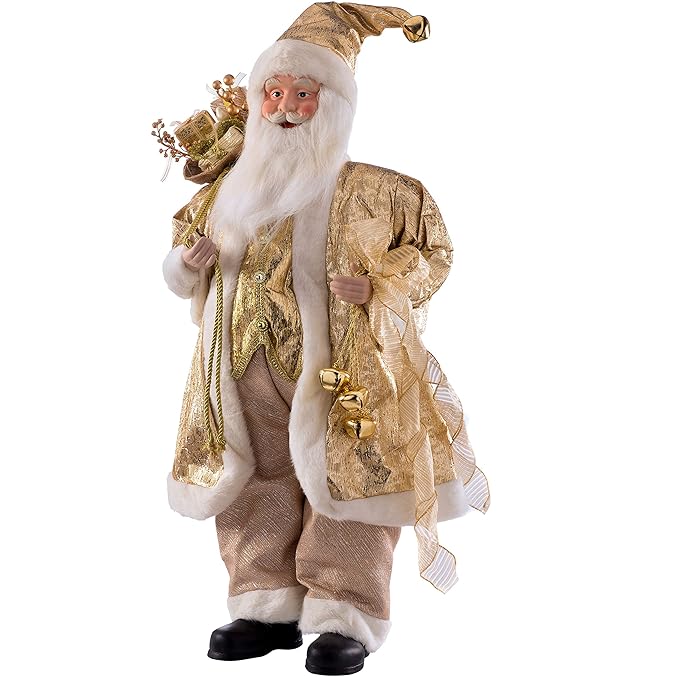 WeRChristmas Large Standing Santa Claus Christmas Decoration, Gold, 3 ...