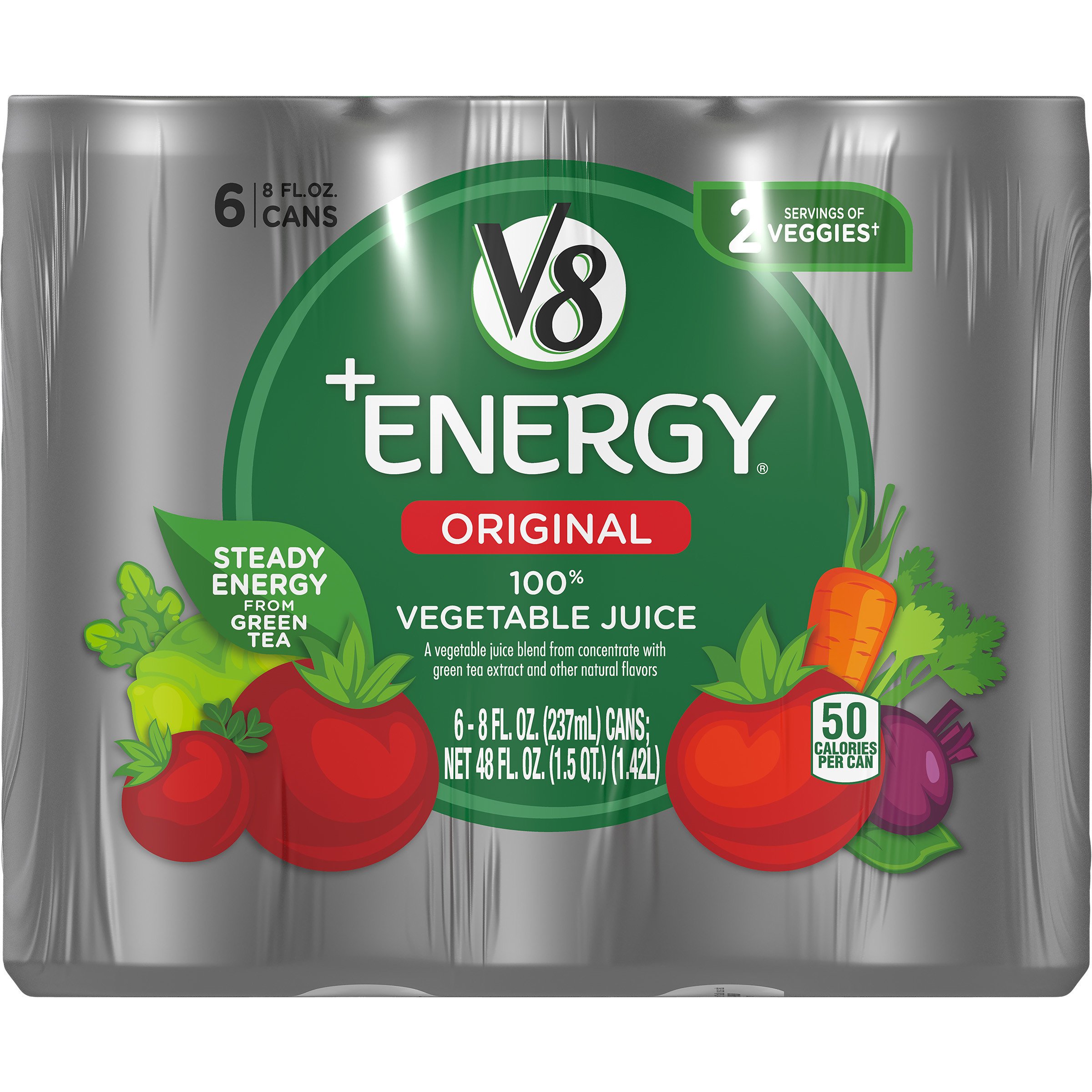 Buy V8 +Energy y Energy Drink, Natural Energy from Tea, 100% Vegetable ...
