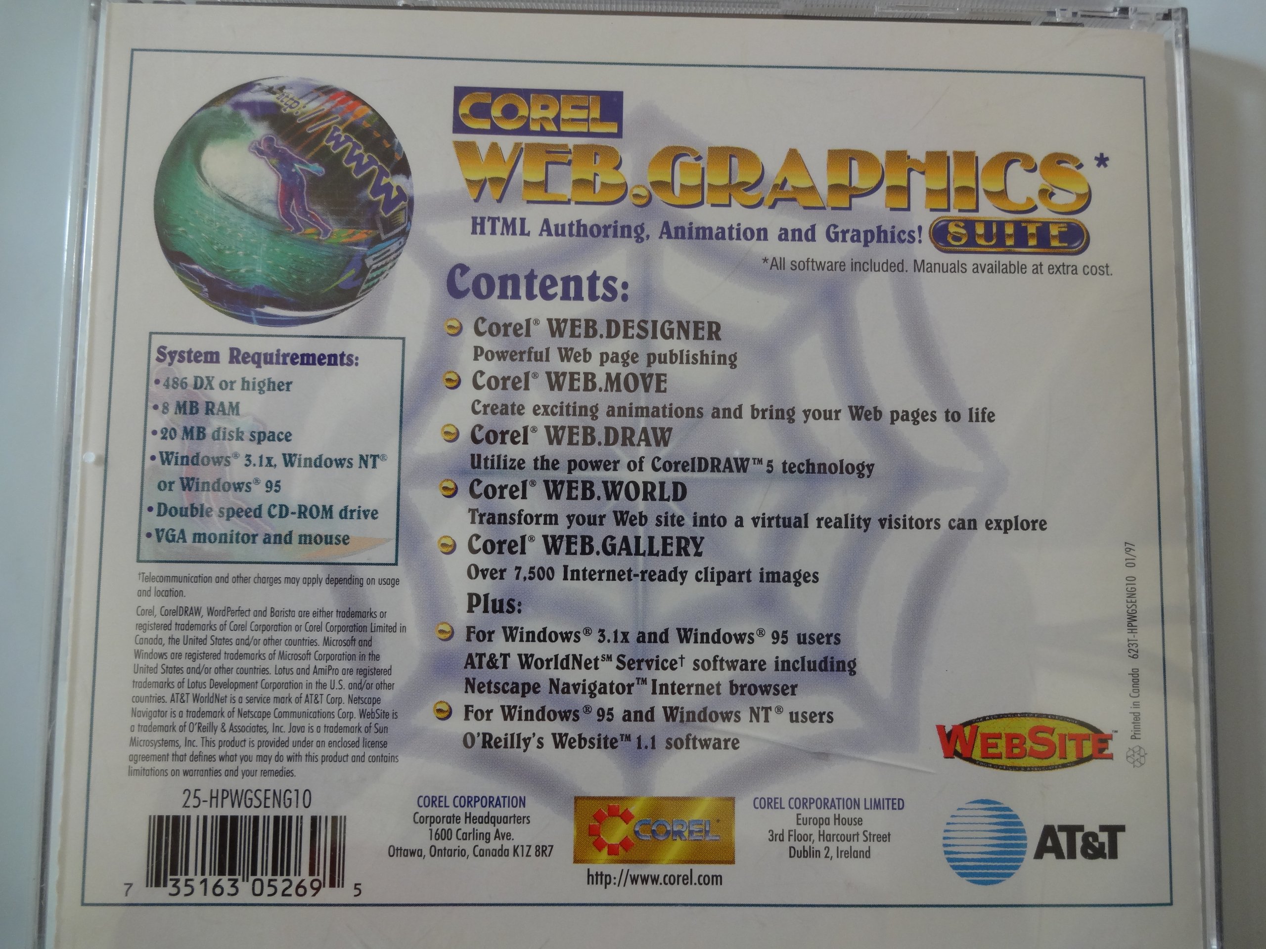 Corel WEB.GRAPHICS SUITE (HTML,ANIMATION,GRAPHICS) In Jewel CASE on ...