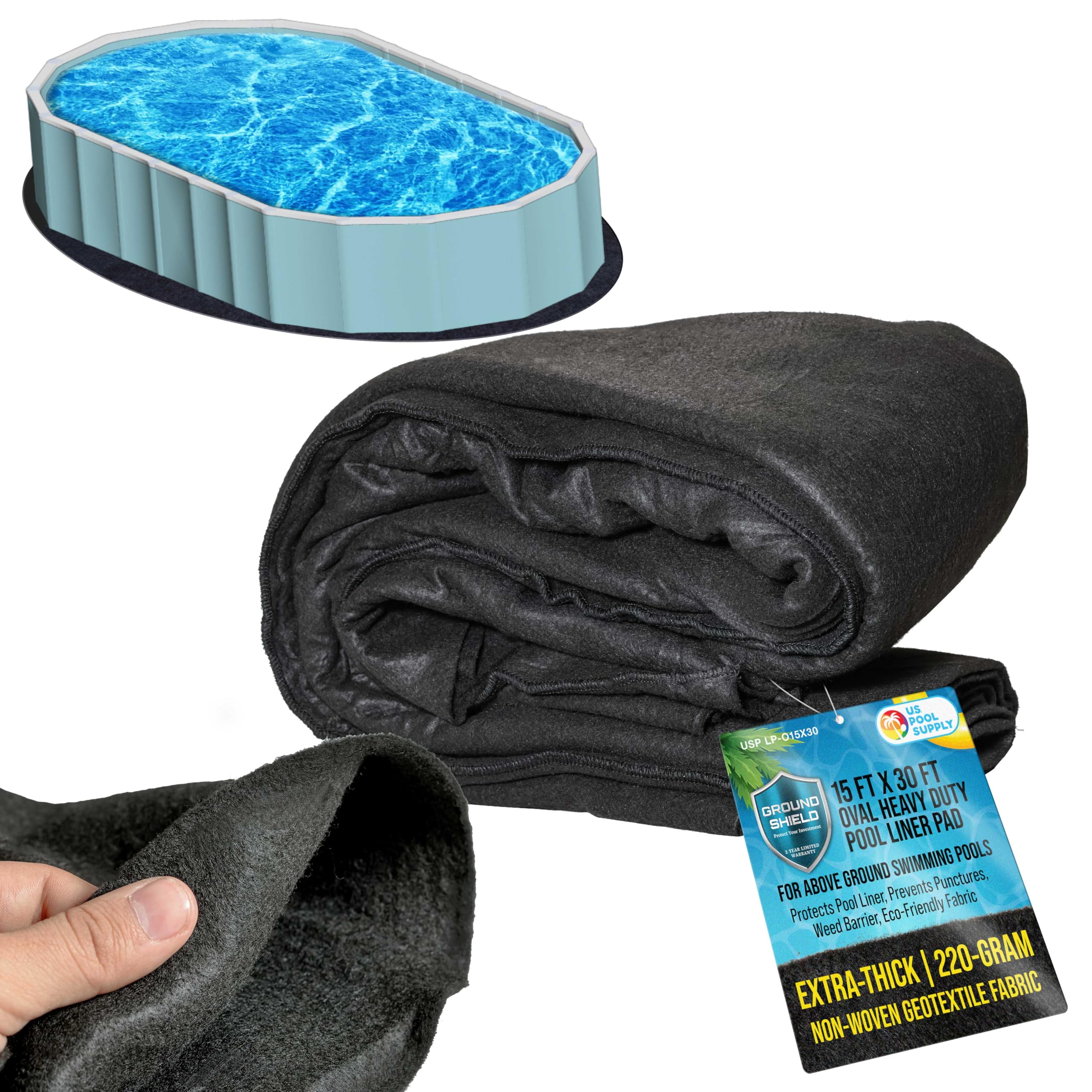 U.S. Pool Supply Ground Shield 15-Foot x 30-Foot Oval Heavy Duty Pool ...