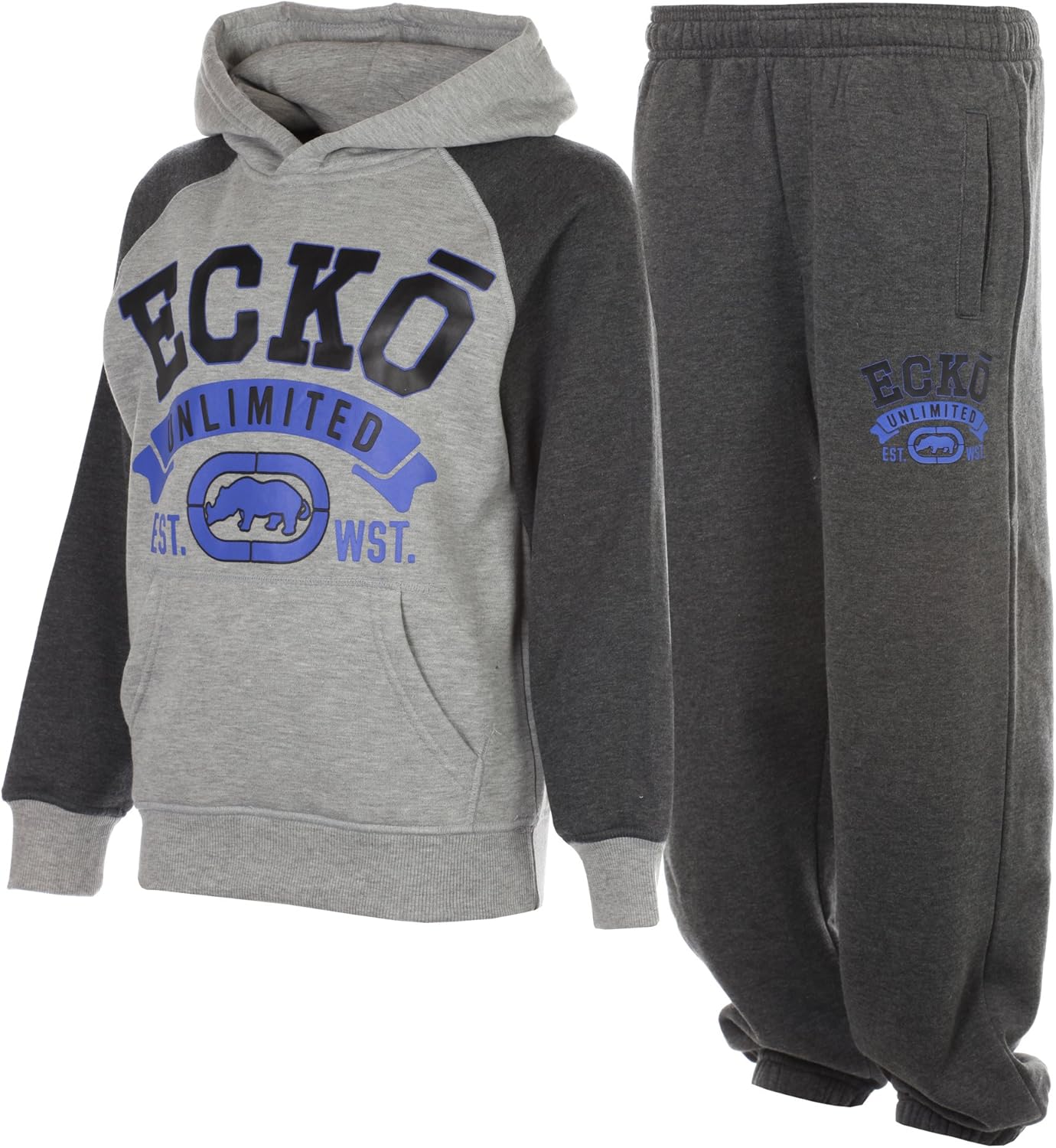 Ecko Unltd Orleans Boys Fleece Hooded Tracksuit - Grey - X-Large Boys ...