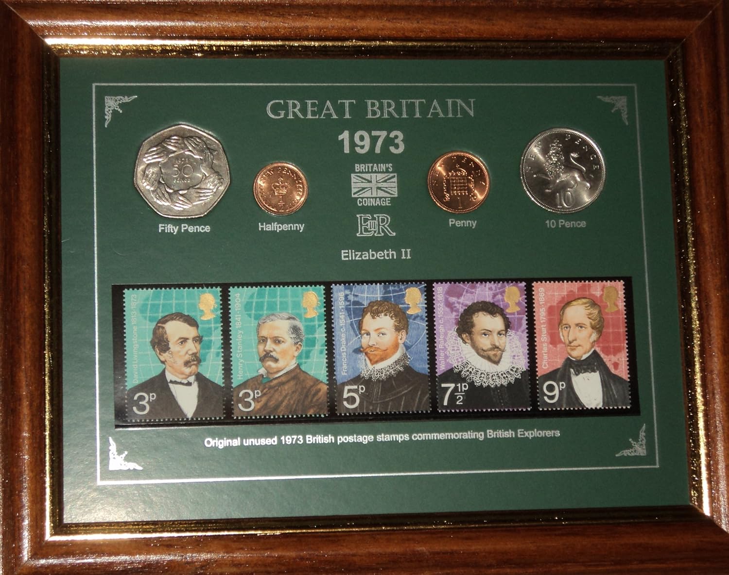 historicgiftsets Framed 1973 GB Great Britain British Coin & Stamp ...
