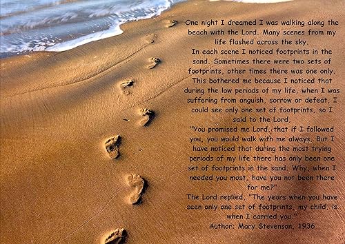Christian Poster: Footprints in the Sand: Amazon.co.uk: Kitchen & Home