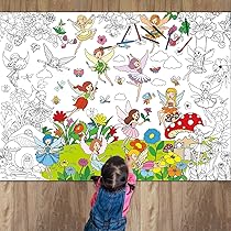 Coloring Poster Giant Fairy Garden - 31.5x43.3 Inch Large Flower Fairy ...
