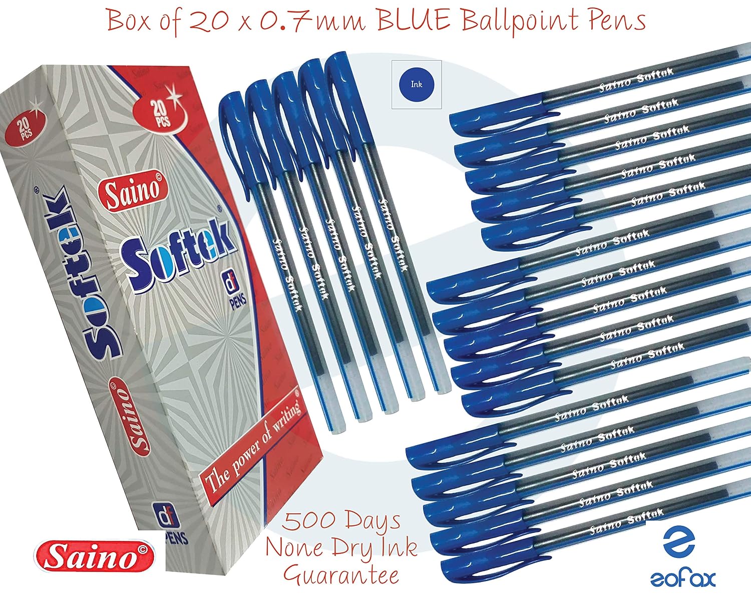 Box Of 20 Saino Softek BLUE Ballpoint Pens NON DRY GUARANTEE Amazon co Box Of 20 Saino Softek BLUE Ballpoint Pens NON DRY GUARANTEE Amazon co