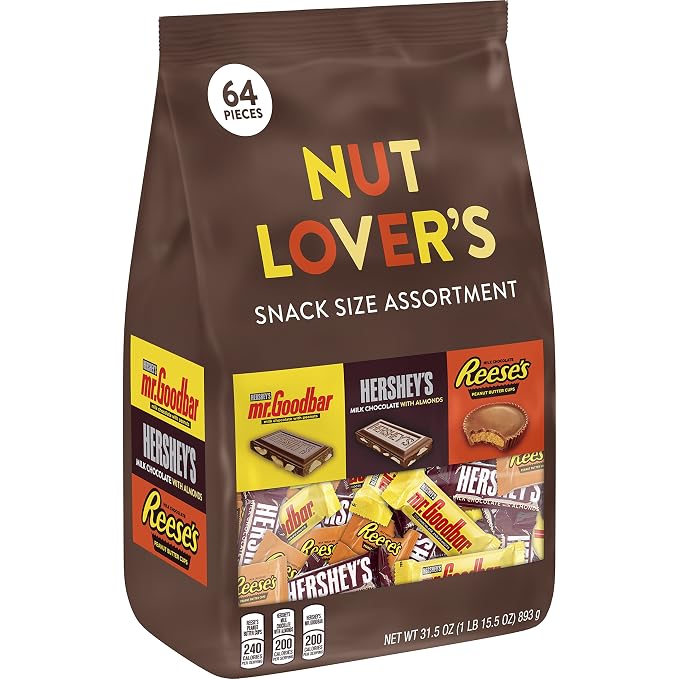 Amazon.com : HERSHEY'S Nut Lover's Chocolate Candy, Snack Size ...