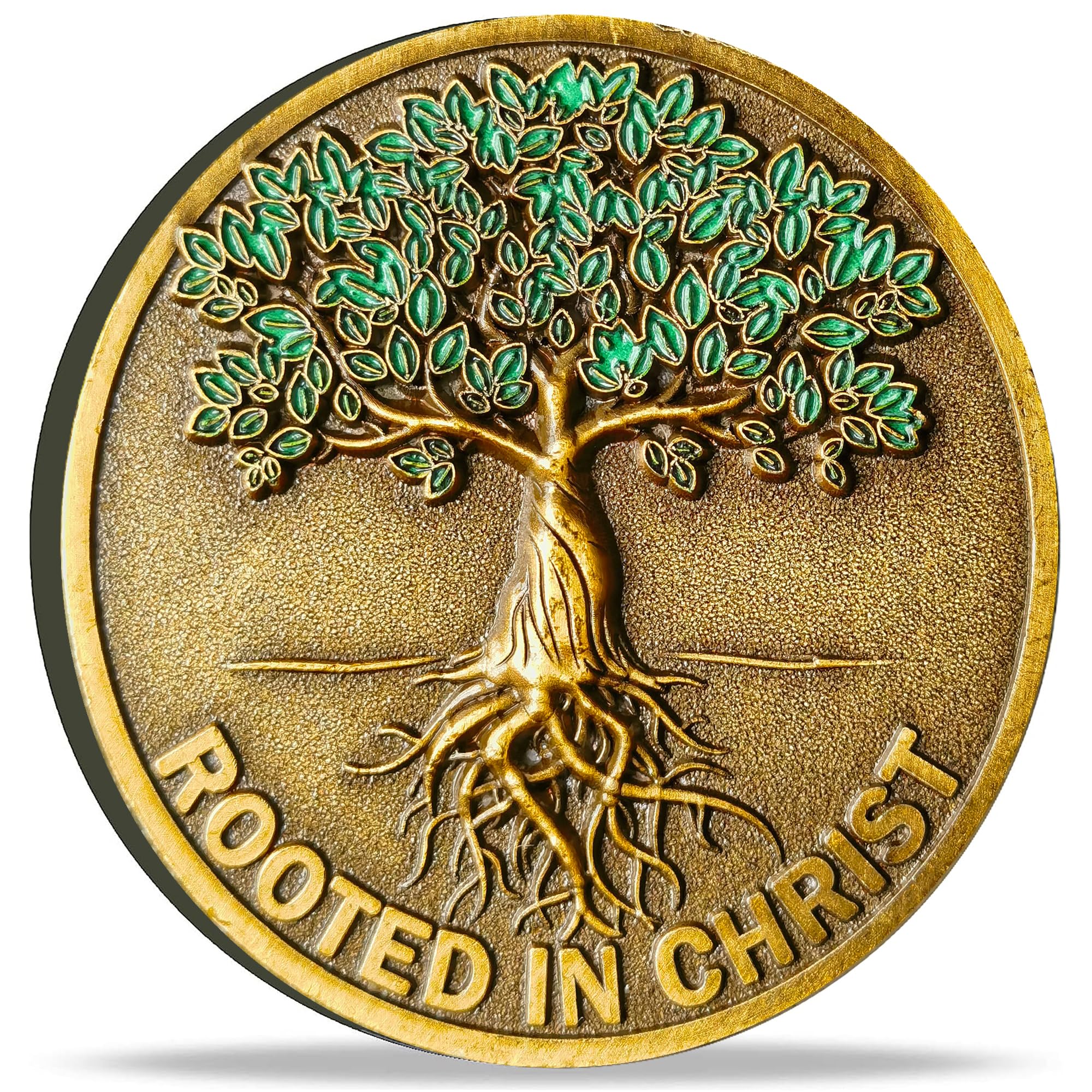 Mua Rooted in Christ Challenge Coin Antique Gold Color Christian Lucky ...