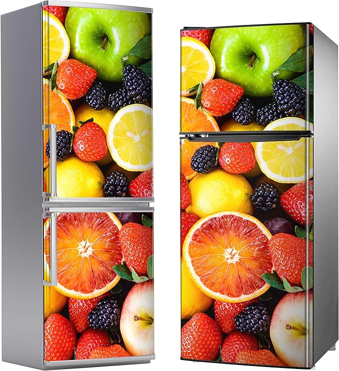 MEGADECOR Vinilo Adhesivo Decorativo para Nevera con Diseño de Frutas ...