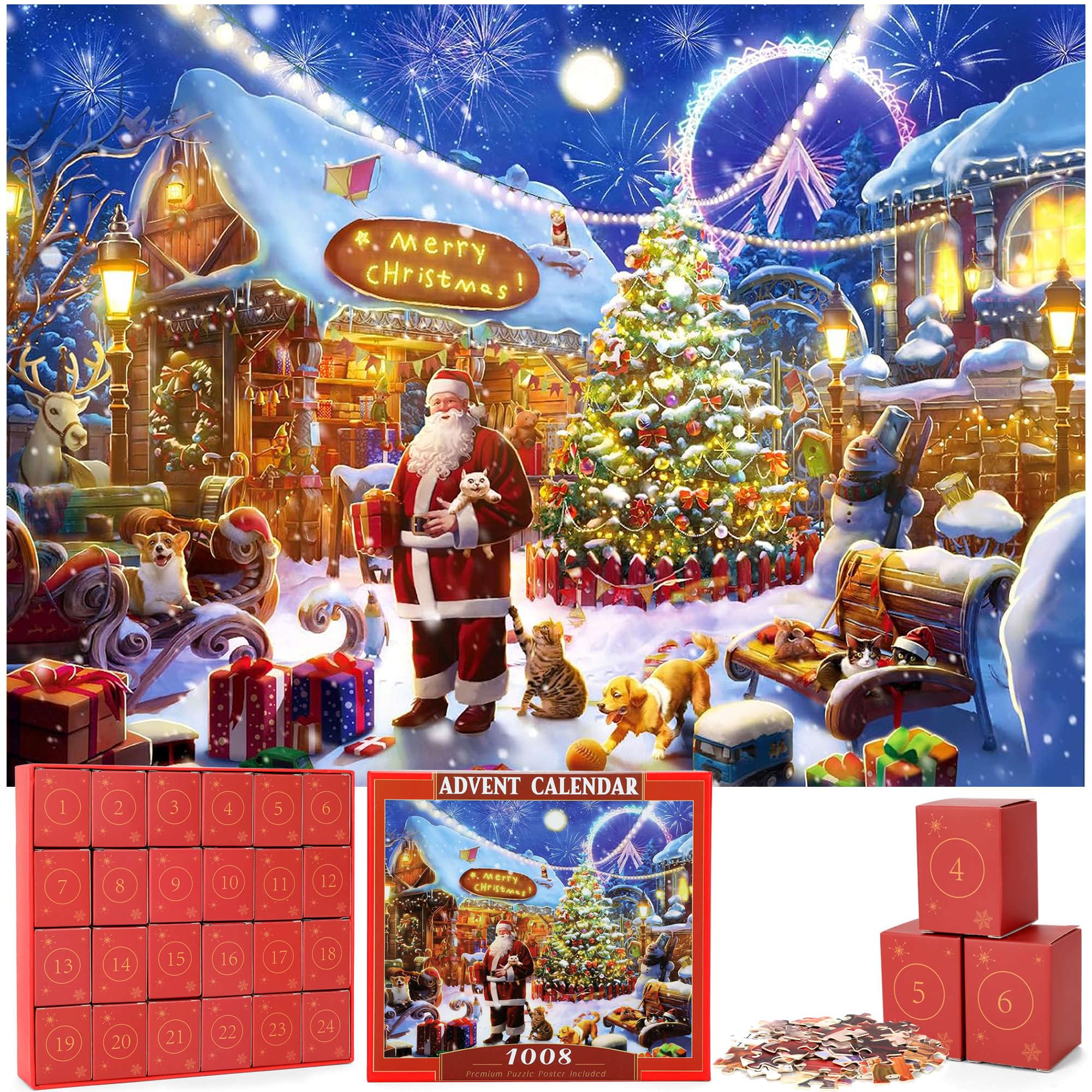 Advent Calendar Christmas Puzzle 2024 - Santa Claus Theme Jigsaw 24 Day ...