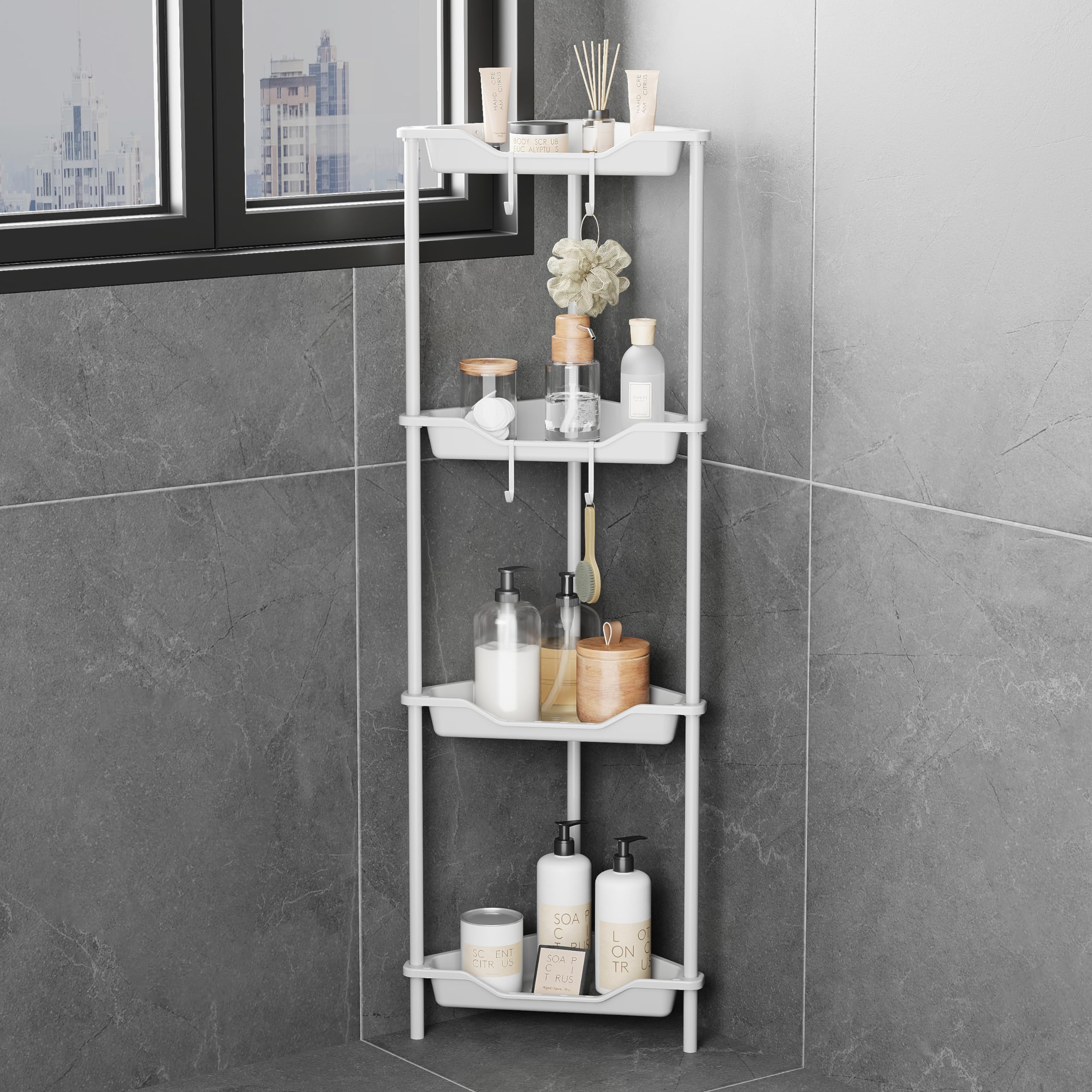 ODesign 4 Tier Corner Shower Caddy,Corner Shower Shelves for Living ...