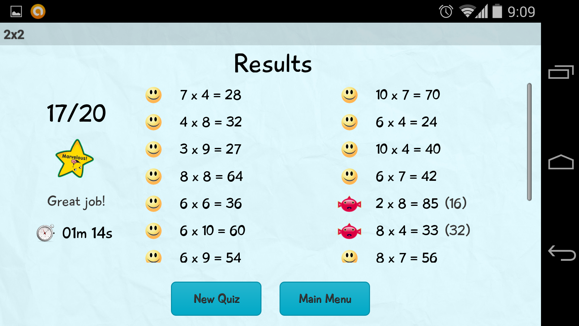 2x2 Easy Multiplication Tables Full : Amazon.com.br: Apps e Jogos
