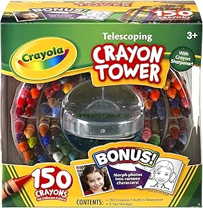 Amazon.com: Crayola 150-Count Telescoping Crayon Tower, Storage Case ...