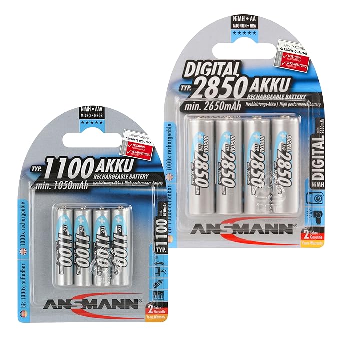 ANSMANN Type 2850 NiMH Rechargeable AA Battery - Silver: Amazon.co.uk ...