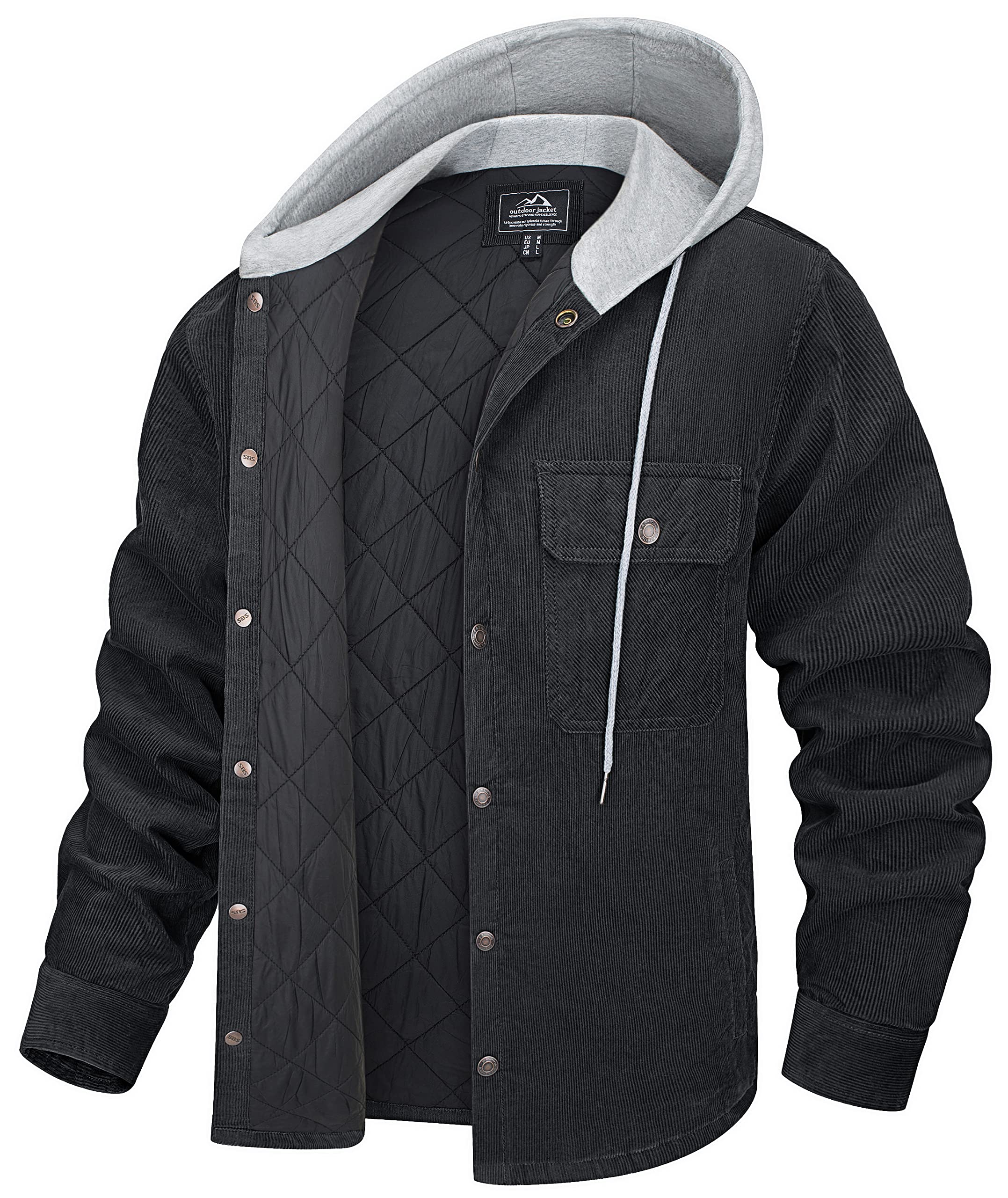 MAGCOMSEN Mens Corduroy Jacket Quilted Lined Shacket Hoodies for Men ...