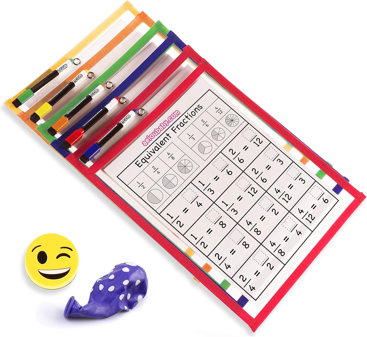 5 Reusable Worksheet Covers A4 Paper | Large Dry-Wipe Pockets 14×10 in ...