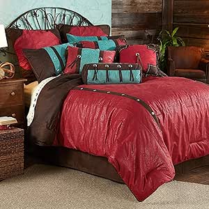 Amazon.com: HiEnd Accents Cheyenne Western (Red) Faux Leather 7-PC ...