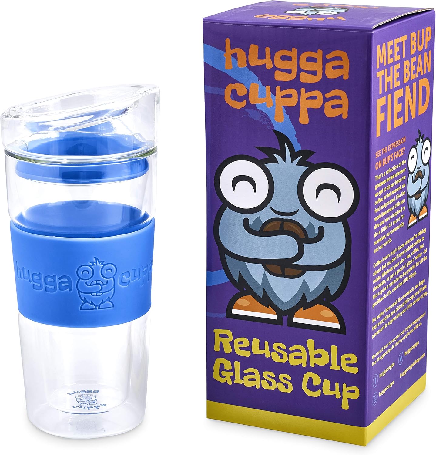 Huggacuppa Reusable Coffee Cup - Double-Walled Glass Travel Mug with ...