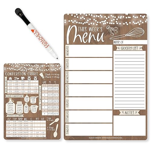 Magnetic Meal Planner for Refrigerator - Rustic Magnetic Weekly Menu ...