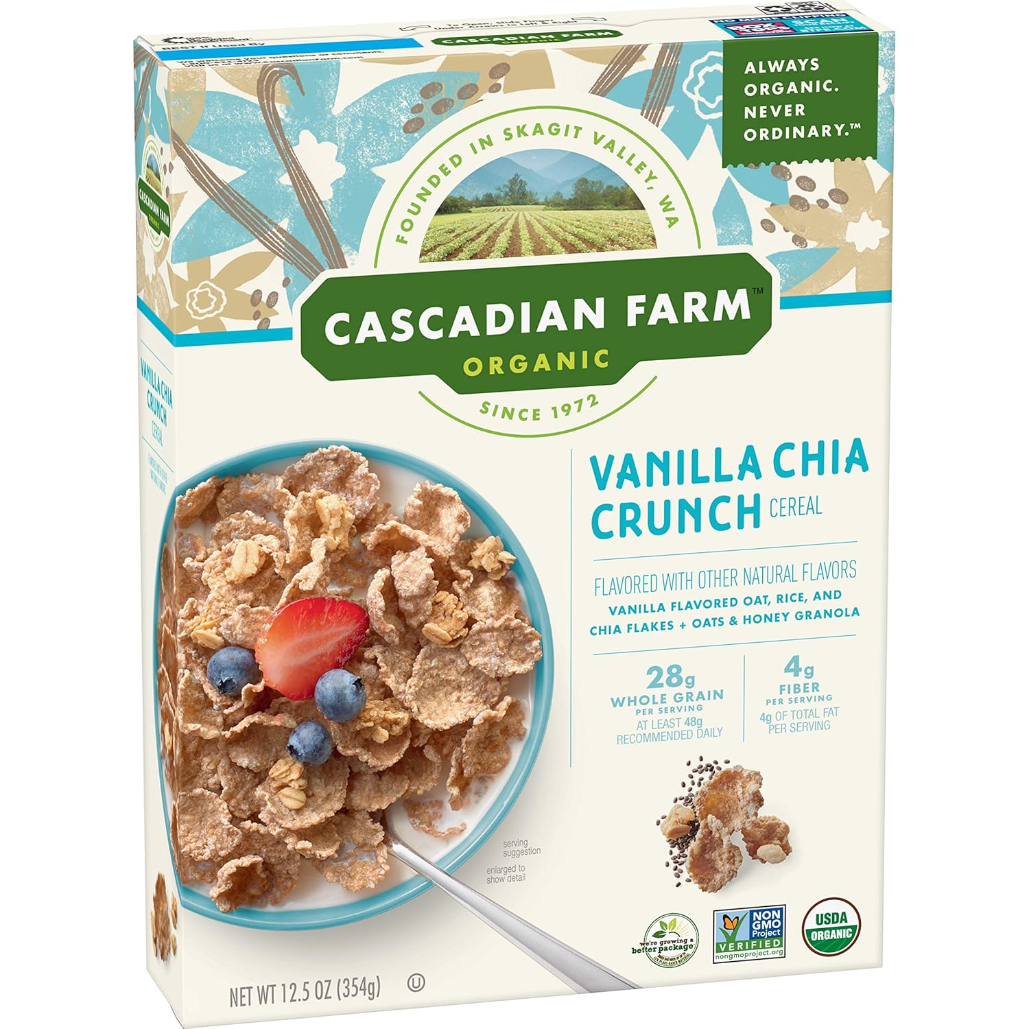 Amazon.com: Cascadian Farm Cereal Organic Vanilla Chia Crunch Cereal ...