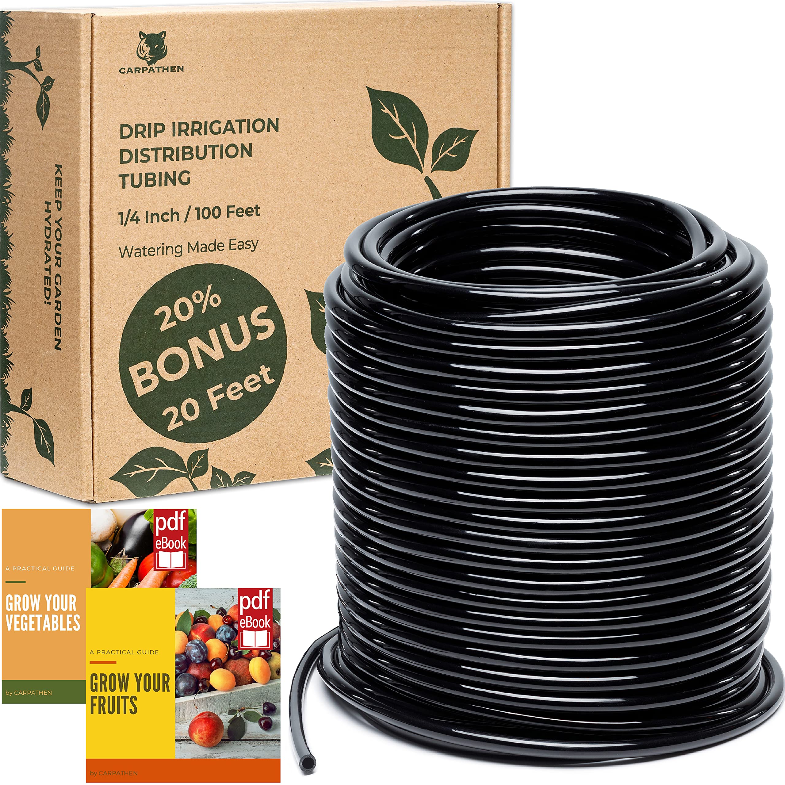 CARPATHEN 1/4 Drip Irrigation Tubing - 100 ft Black Drip Irrigation ...