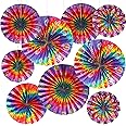 Amazon.com: Outus 9 Pcs Tie Dye Party Supplies Groovy Hippie Hanging ...