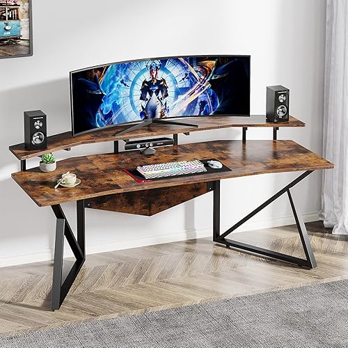 Tribesigns Computer Desk, 70.9" Large Home Office Desk with Monitor ...