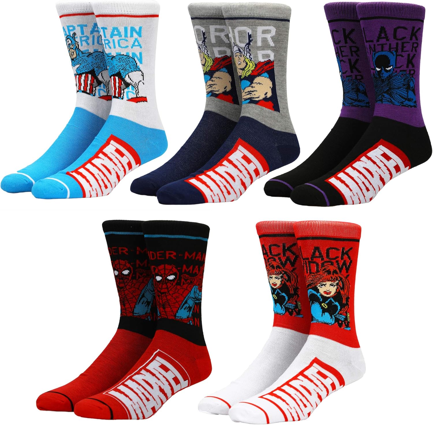 Marvel Avengers Character Crew Socks (5-Pack): Amazon.ca: Clothing ...