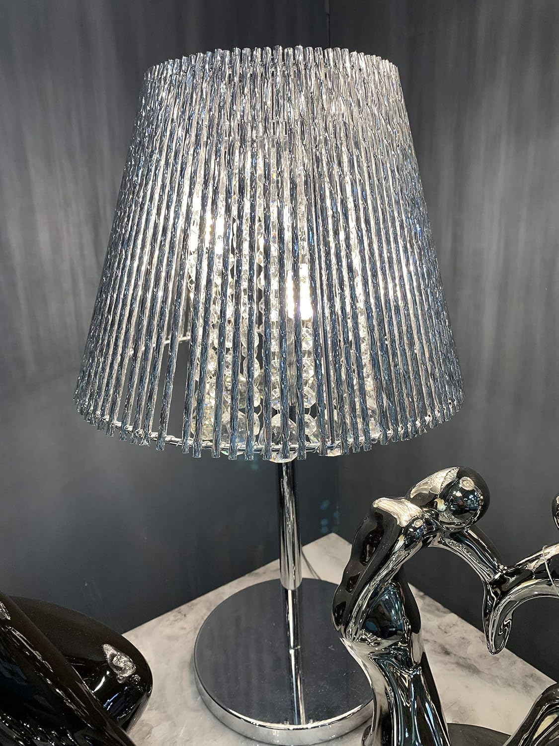Tube Shade Table Lamp, Metal, Chrome – BigaMart