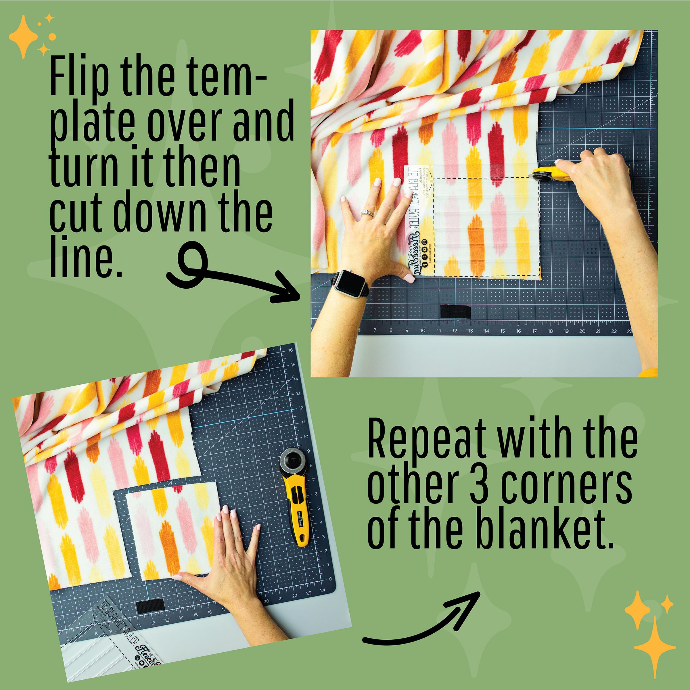 Fleece Tie Blanket Ruler Template For DIY No Sew Blankets And Blanket ...