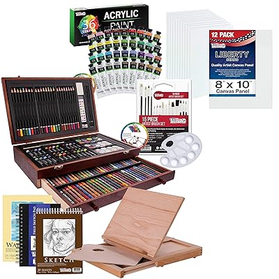 Buy U.S. Art Supply Mega Wood Box Art Set with Solana Wood Easel, 36 ...