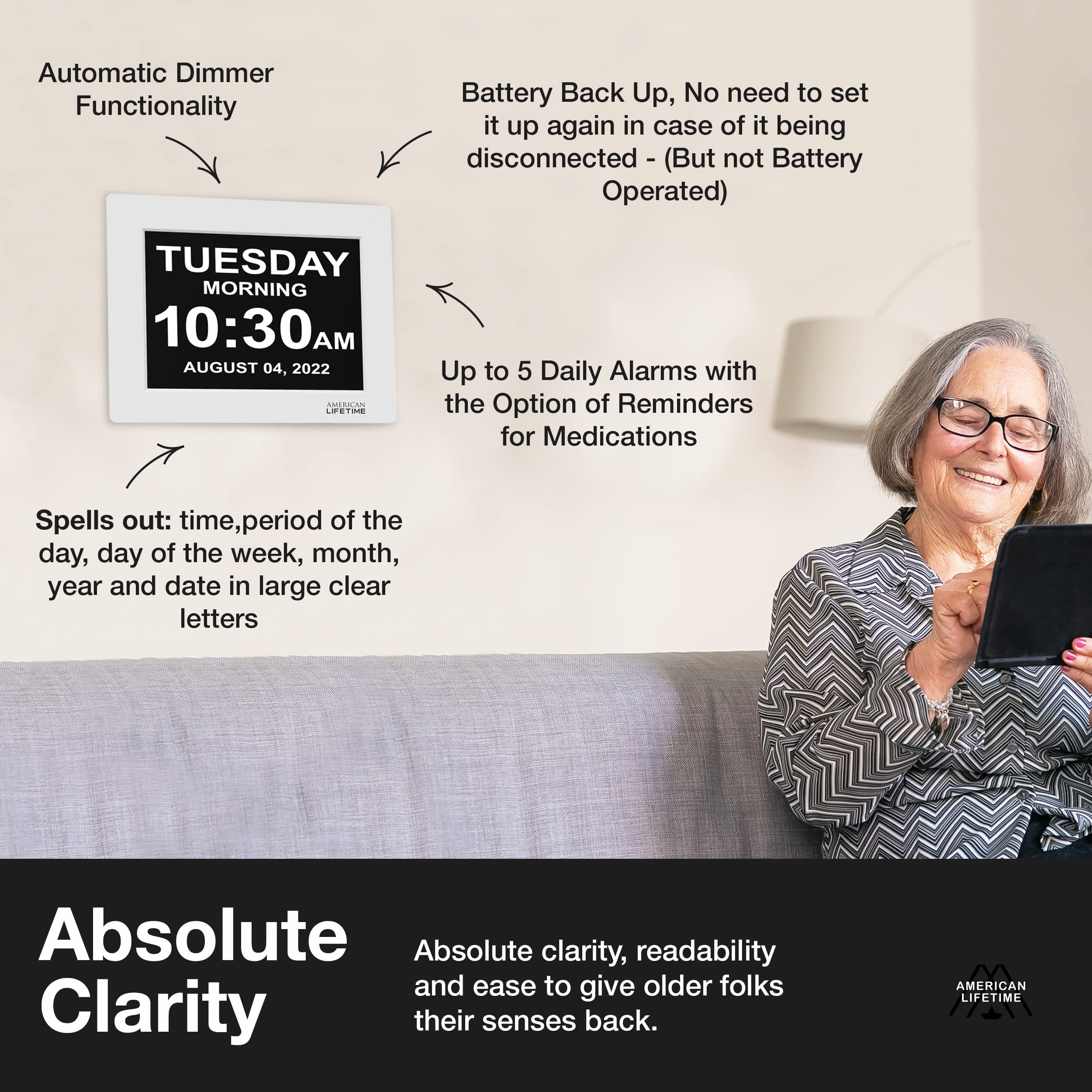 Mua 【New 2024】 Dementia Clock Large Digital Clock for Seniors, Digital ...