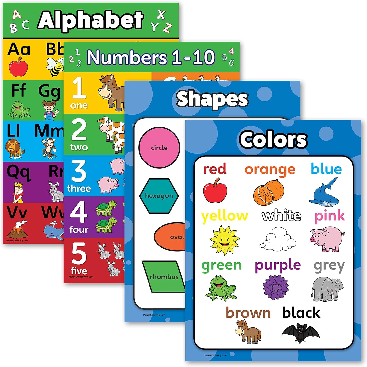 Amazon 4 Pack ABC Alphabet Numbers 1 10 Shapes Colors 