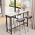 Amazon.com: Wisfor Sintered Stone Bar Table: White Rectangle Counter Height Dining Table with ...