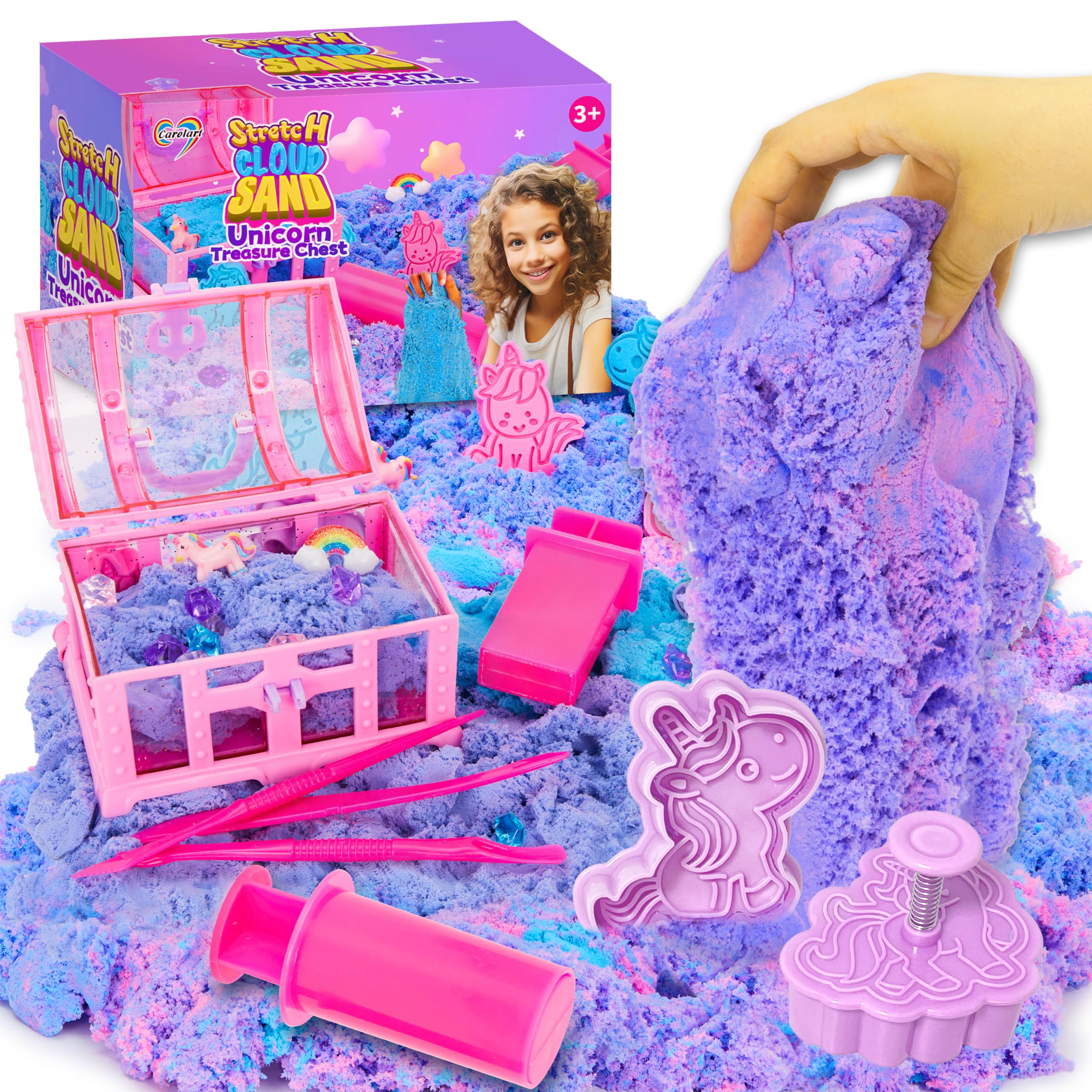 Mua Carolart Unicorn Stretchy Cloud Sand,Blue & Pink Play Sand,Treasure ...