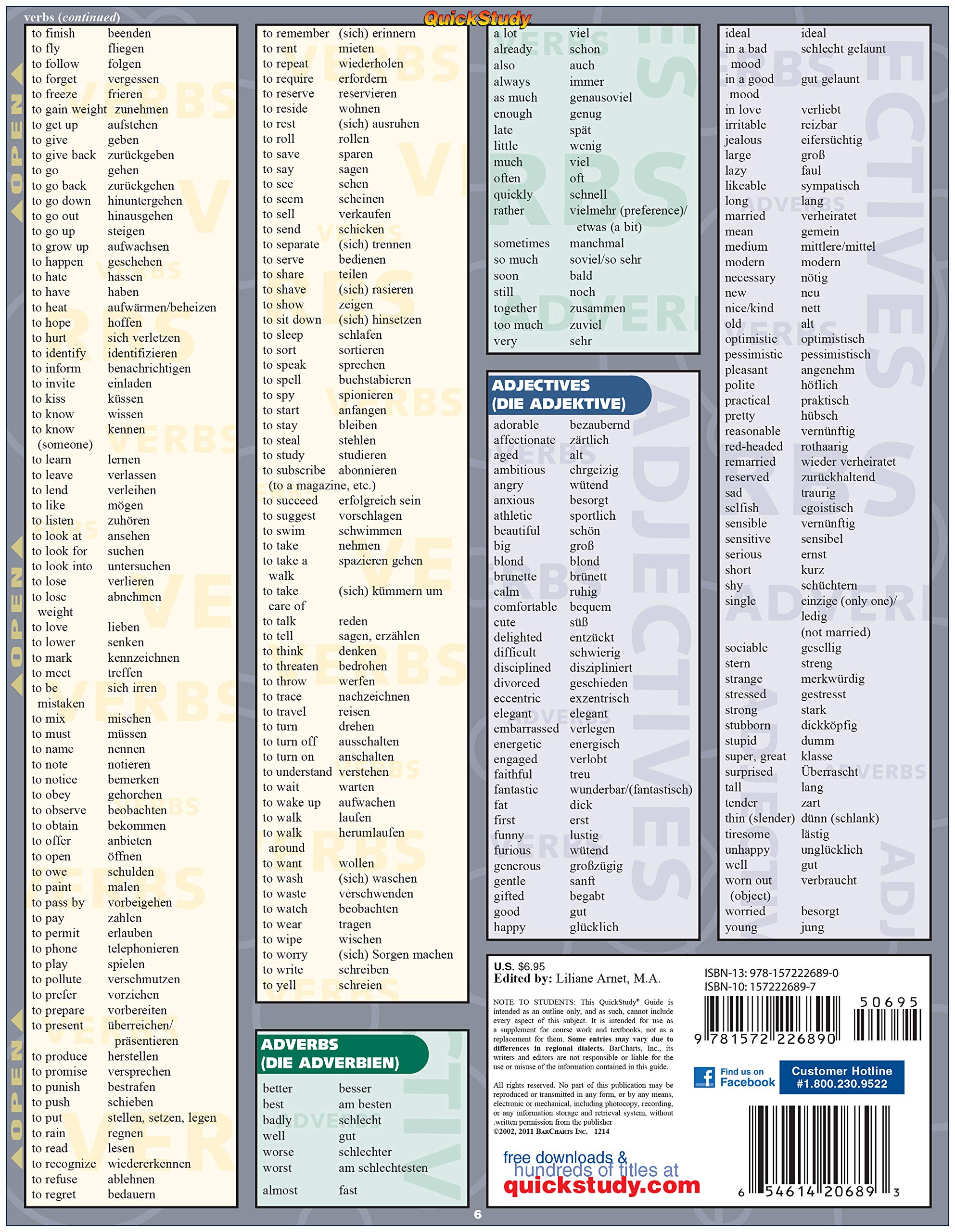 Mua German Vocabulary QuickStudy Laminated Reference Guide (QuickStudy Academic) German ...