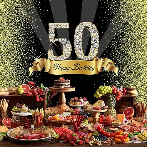 50th Birthday Photography Backdrop Man Women Background Fifty Years Old ...