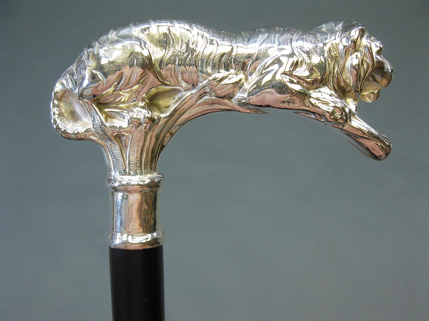 Edler Holz Gehstock mit Alpacca Silber Griff Spazierstock Wanderstock ...