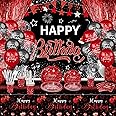 Amazon.com: Red Birthday Decorations for Men Women 131pcs Red and Black ...