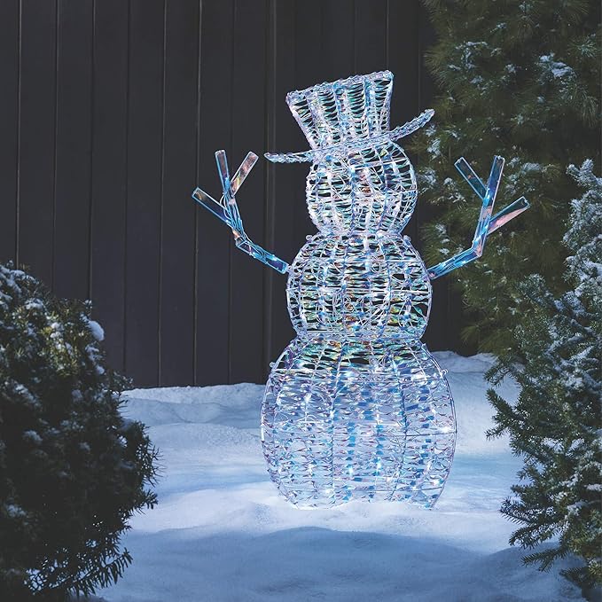 Amazon.com: NOMA Pre-Lit LED Light Up Twinkling Iridescent Snowman with ...
