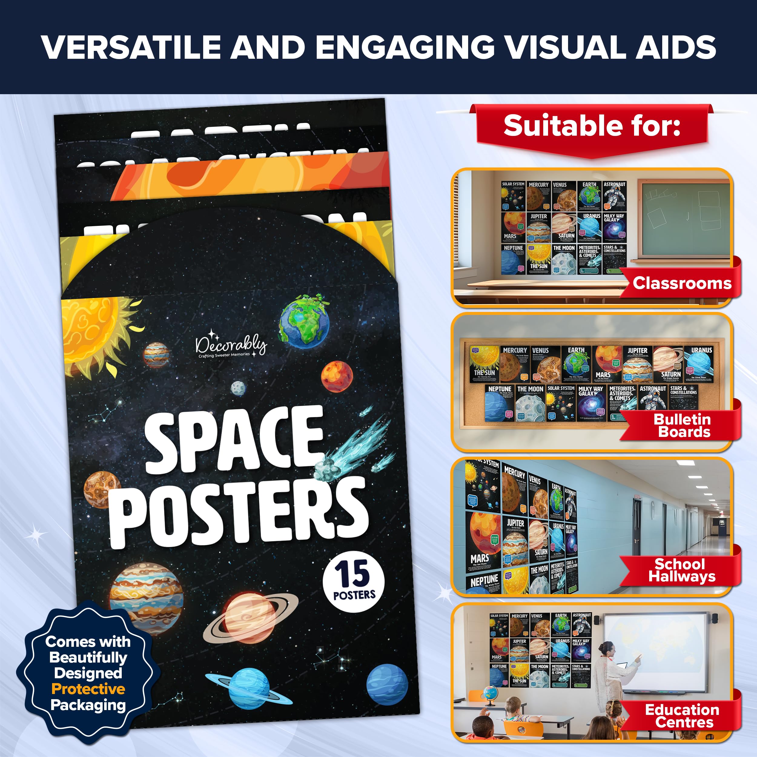 Mua Decorably 15 Space Posters for Classroom, 11x14in Matte-Laminated ...