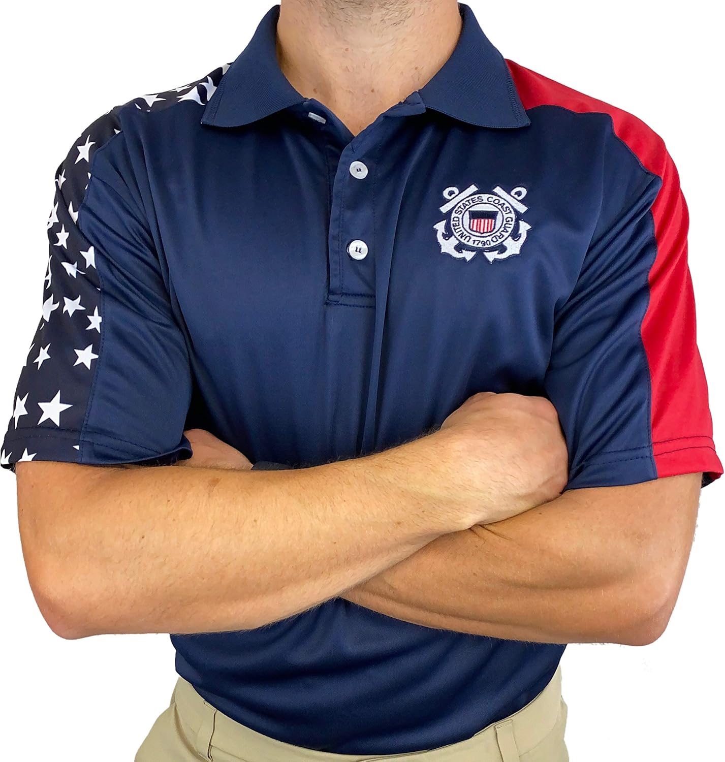 Coast Guard Blue Patriotic Polo Shirt USA Made: Amazon.ca: Clothing ...