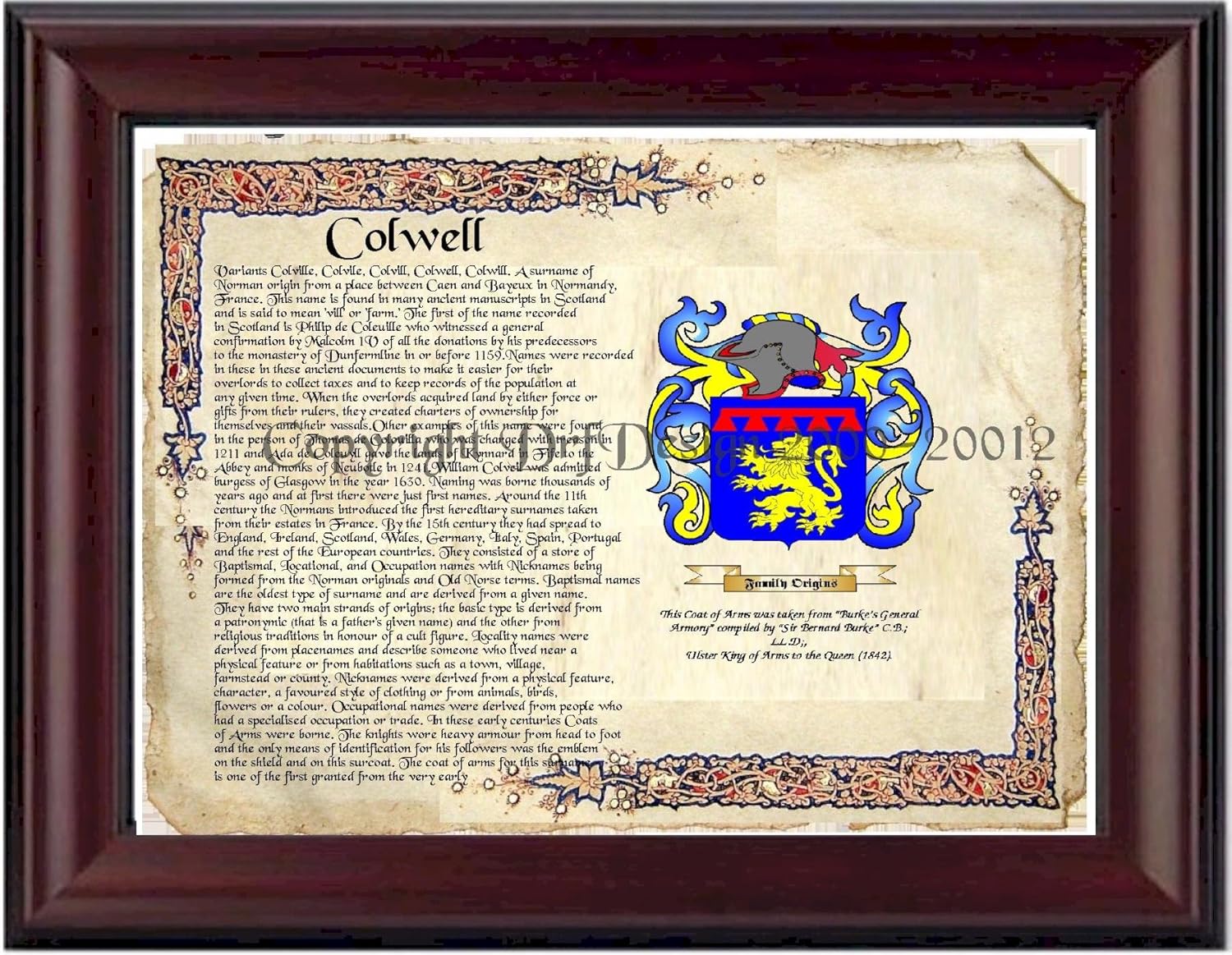 Amazon.com: Colwell Coat of Arms/ Family Crest on Fine Paper and Family ...