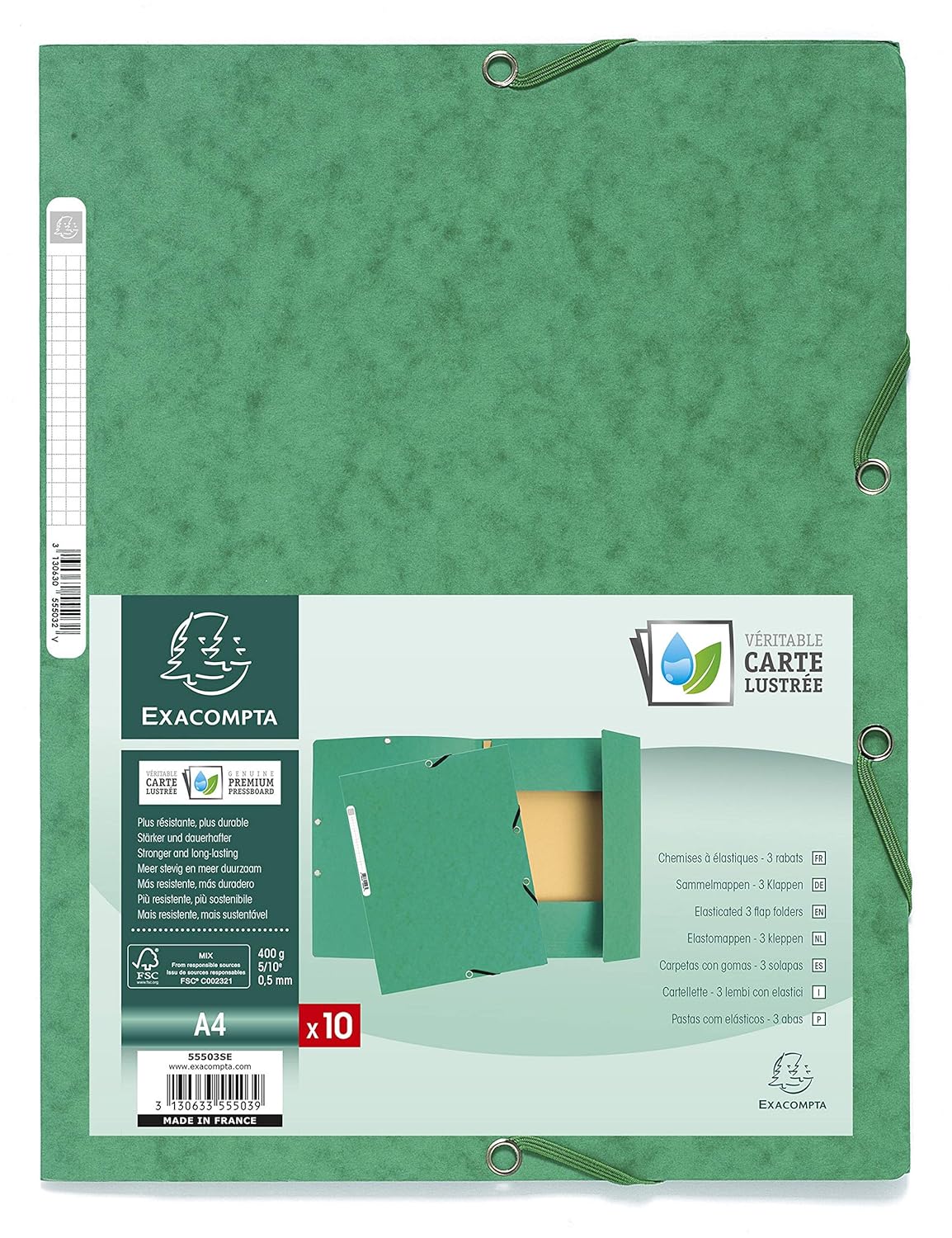 Exacompta 55503E Portfolio File Manila Cardboard Elasticated, 3 ...