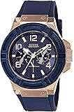 Guess Herren Chronograph Quarz Uhr mit Silikon Armband W1049G1: Amazon ...