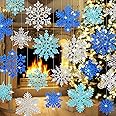Amazon.com: Whaline 48Pcs Christmas Snowflake Hanging Ornaments Glitter ...