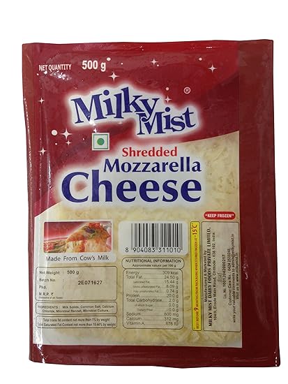 Milky Mist Mozzarella Cheese - Shredded, 500g Pack: Amazon.in: Grocery ...