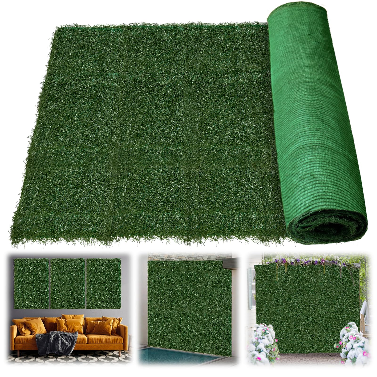 40x100in Artificial Grass Privacy Fence Screen Grass Wall Backdrop ...